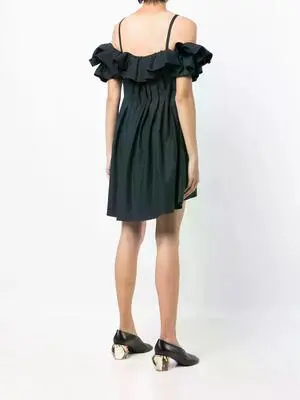 Goen.j Cold-shoulder Ruffled Dress - Blue