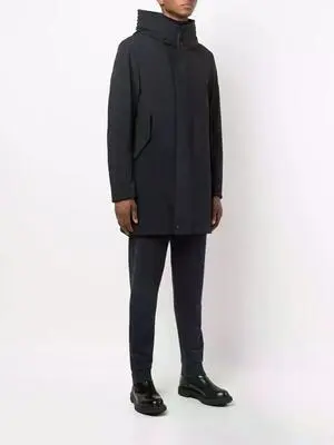 Peuterey Logo Patch Hooded Coat - Black