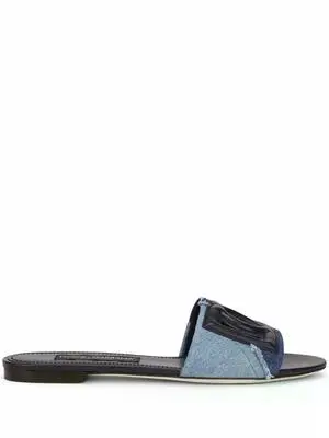 Dolce & Gabbana Dg Logo Patchwork Denim Sandals - Blue