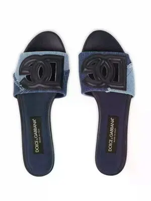 Dolce & Gabbana Dg Logo Patchwork Denim Sandals - Blue
