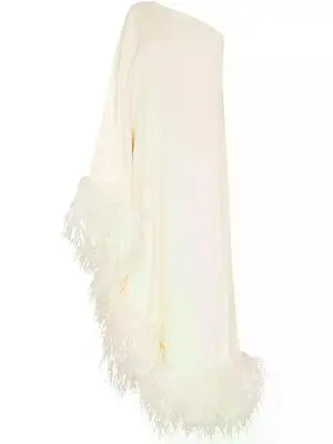 TALLER MARMO Ubud Feather-trim Gown - Neutrals