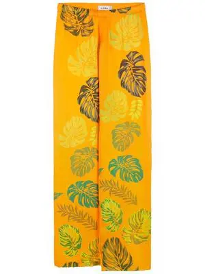 AMIR SLAMA Palm Leaf Print Straight Trousers - Orange