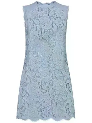 Dolce & Gabbana Dna Floral-lace Shift Mini Dress - Blue