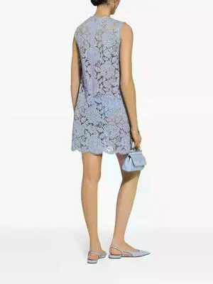 Dolce & Gabbana Dna Floral-lace Shift Mini Dress - Blue