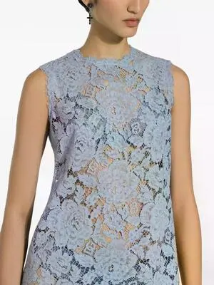 Dolce & Gabbana Dna Floral-lace Shift Mini Dress - Blue