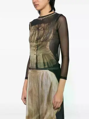 IA LONDON Graphic-print Semi-sheer Top