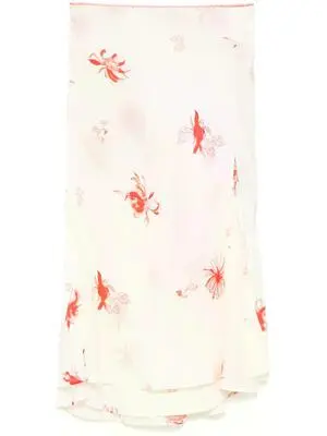 SAMUEL GUÌ YANG Floral-print Asymmetric Skirt - Neutrals