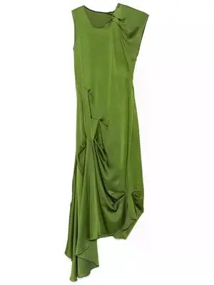 Victoria Beckham Draped Tuck-detail Midi Dress - Green
