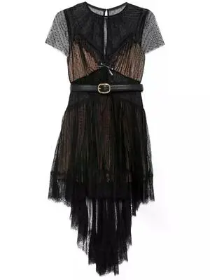 SELF-PORTRAIT Dot-pattern Mesh Mini Dress