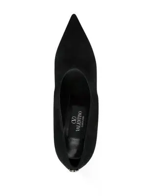 Valentino Garavani Calf Suede Vlogo Signature Pumps - Black