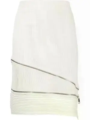 ANDREĀDAMO Ribbed Asymmetric Midi Skirt - White
