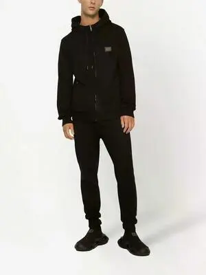 Dolce & Gabbana Zip-up Hoodie With Logo Tag - Black