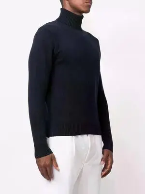 DELL'OGLIO Roll-neck Rib-trimmed Jumper - Blue