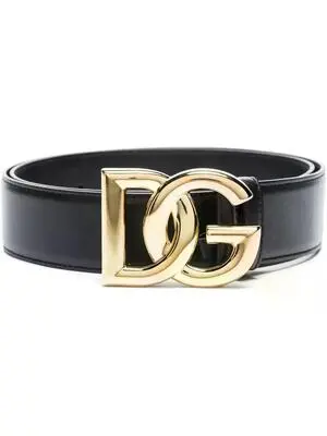 Dolce & Gabbana Logo-buckle Leather Belt - Black