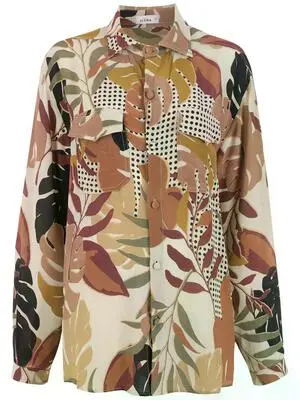 AMIR SLAMA Palm Tree Leaf Print Shirt