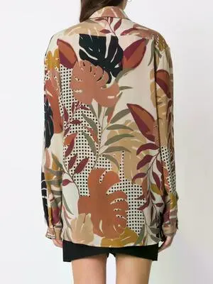 AMIR SLAMA Palm Tree Leaf Print Shirt