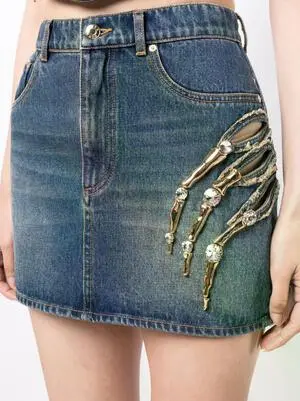 AREA Claw Cut Denim Miniskirt