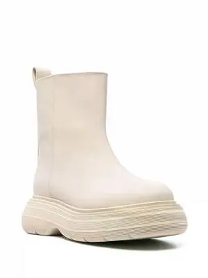 GIABORGHINI Marte Chunky Leather Ankle Boots - Neutrals