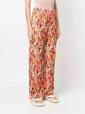 MSGM Pleated Floral-print Trousers