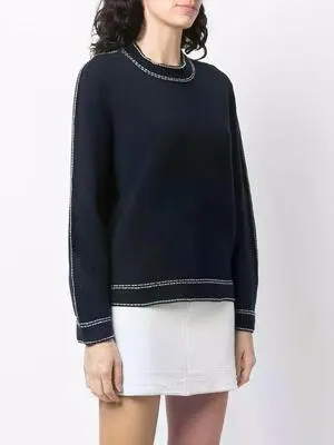 BARRIE Contrasting-stitch Jumper - Blue