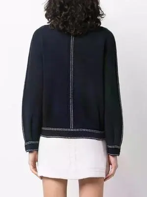 BARRIE Contrasting-stitch Jumper - Blue
