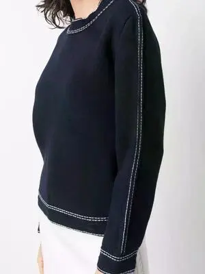 BARRIE Contrasting-stitch Jumper - Blue