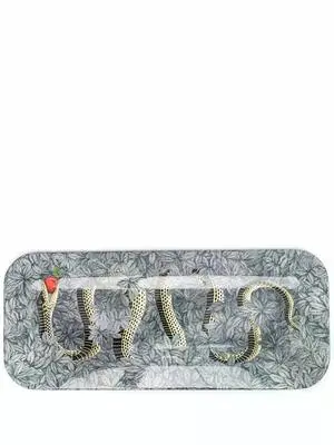 FORNASETTI Original Sin Snake-print Tray - Grey