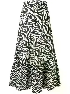BAMBAH Geometric-print Ruffle Midi Skirt