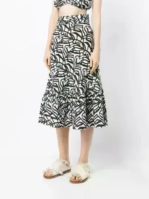 BAMBAH Geometric-print Ruffle Midi Skirt