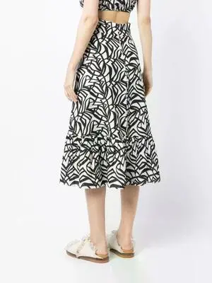 BAMBAH Geometric-print Ruffle Midi Skirt