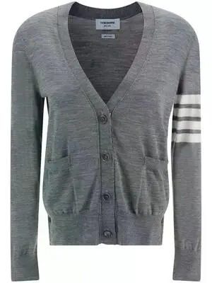 Thom Browne 4-bar Wool Cardigan - Grey