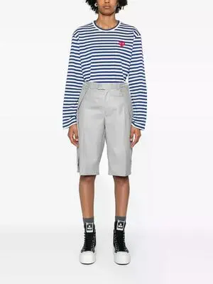 Play Comme Des Garcon Heart-patch Striped Cotton T-shirt