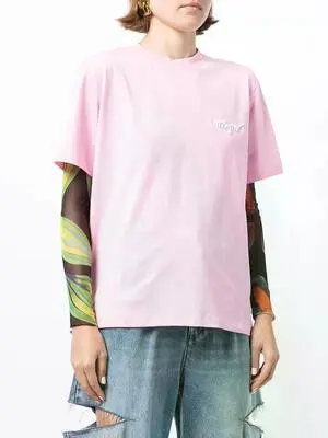 MSGM Chest-logo Crew Neck T-shirt - Pink