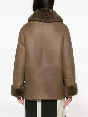 LISKA Spread-collar Leather Coat