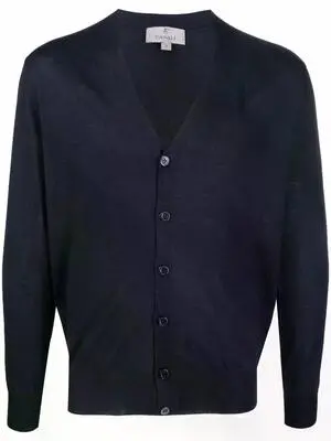 Canali V-neck Fine Knit Merino Cardigan