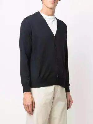 Canali V-neck Fine Knit Merino Cardigan