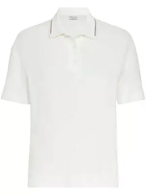 Brunello Cucinelli Monili Chain-detailed Cotton Polo Shirt - White
