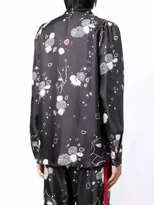 MACGRAW Silk Printed Pussy-bow Shirt