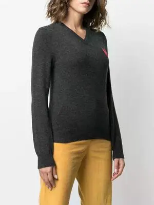 Play Comme Des Garcon V-neck Overlapping Heart Top