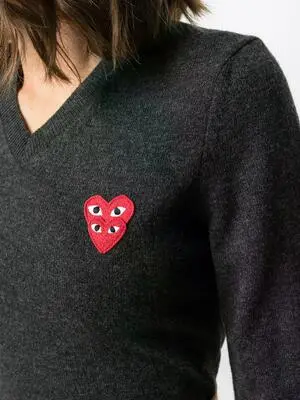 Play Comme Des Garcon V-neck Overlapping Heart Top