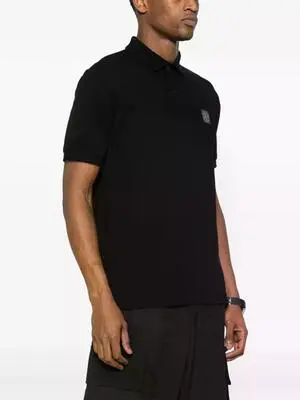 Stone Island Compass-appliqué Polo Shirt - Black
