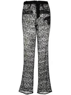 Saint Laurent Straight-leg Floral Lace Trousers