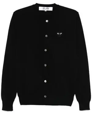 Play Comme Des Garcon Heart Patch Cardigan - Black