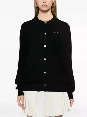 Play Comme Des Garcon Heart Patch Cardigan - Black