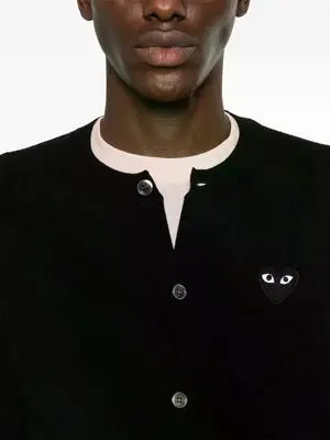 Play Comme Des Garcon Heart Patch Cardigan - Black