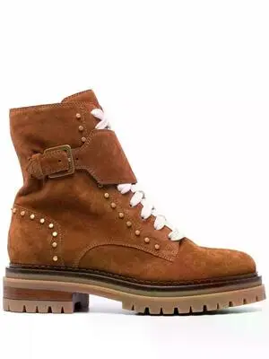 SERGIO ROSSI Lace-up Suede Boots
