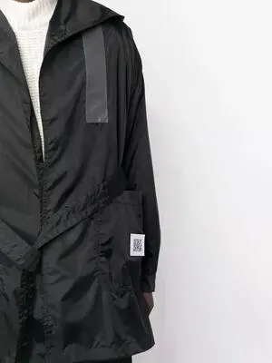 FUMITO GANRYU Reflective Panel Hooded Raincoat - Black