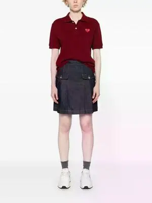 Play Comme Des Garcon Heart-patch Cotton Polo Shirt - Red