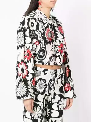 AMIR SLAMA Floral Print Cropped Hoodie