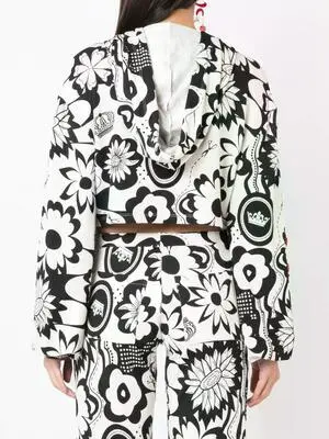 AMIR SLAMA Floral Print Cropped Hoodie